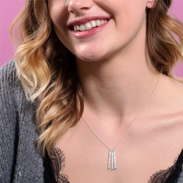 Jewlr Multi Vertical Birthstone Bar Pendant 3 Bar