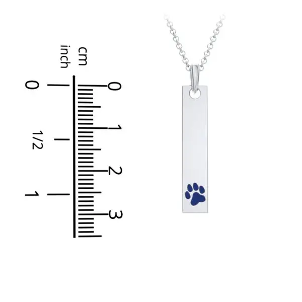 Jewlr Engravable Long Tag Necklace With Cold Enamel Paw Dark Blue