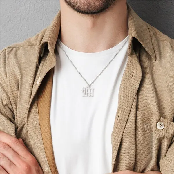 Jewlr Gothic Initial Pendant Necklace F