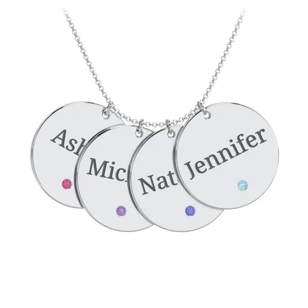 Jewlr Engravable 4 Disc Pendant With Birthstone