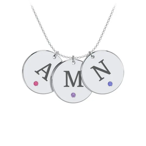 Jewlr Birthstone Initial 3 Disc Pendant
