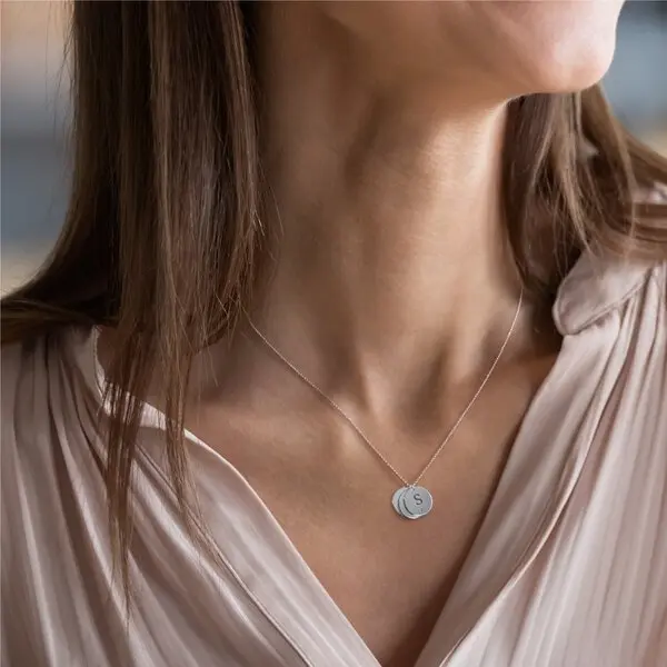 Jewlr Birthstone Initial 3 Disc Pendant