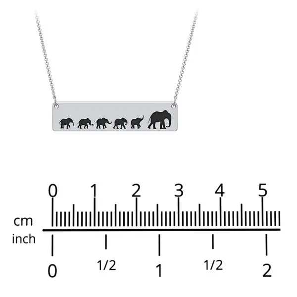 Jewlr Engravable Mama Elephant Bar Necklace With 4 Calves