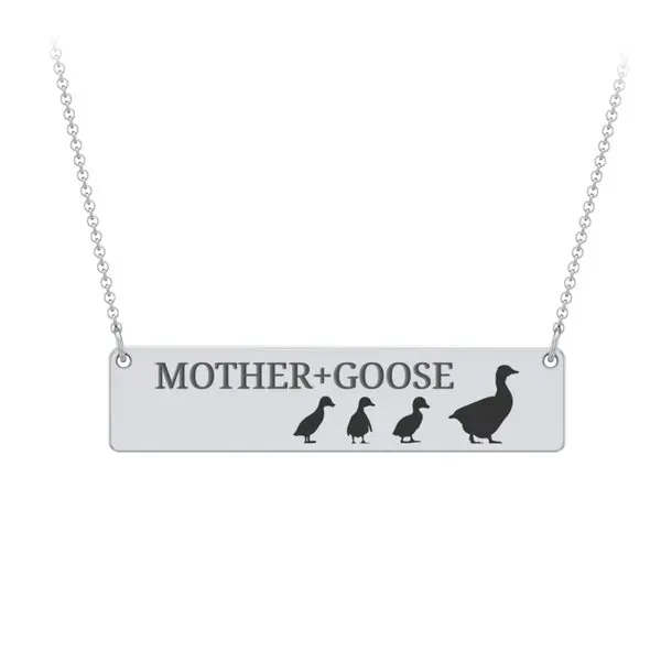 Jewlr Engravable Mama Goose Bar Necklace With 3 Goslings