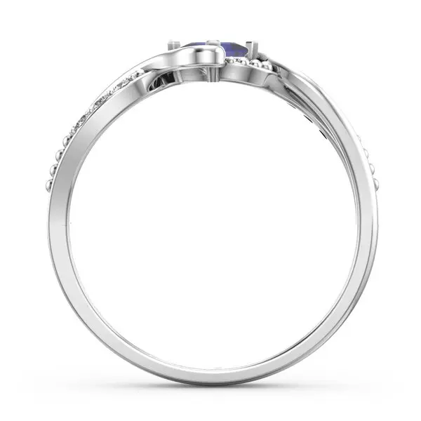 Jewlr Solitaire Princess Cut Daughters Ring With Twisted Split Shank And Accents