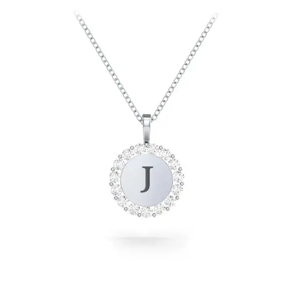 Jewlr Initial Halo Disc Necklace With Gemstones