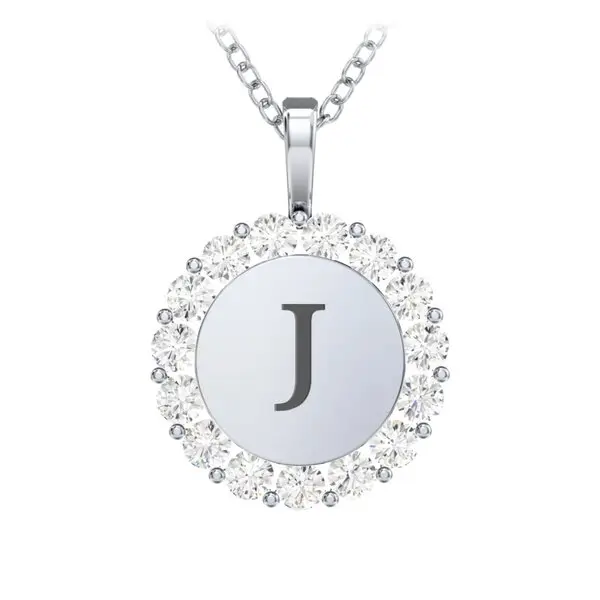 Jewlr Initial Halo Disc Necklace With Gemstones