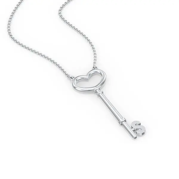 Jewlr Initial Heart Key Necklace S