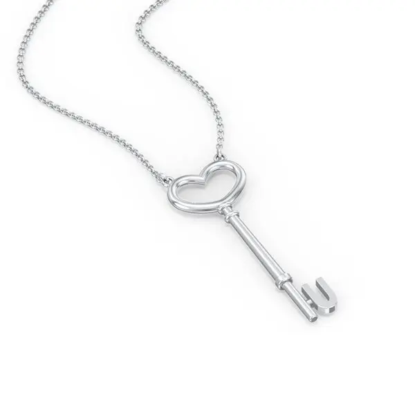 Jewlr Initial Heart Key Necklace U