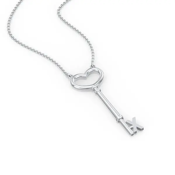 Jewlr Initial Heart Key Necklace X
