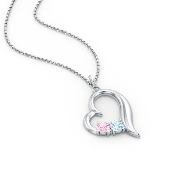 Jewlr Tilted Open Heart Pendant With Gemstones