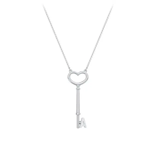 Jewlr Initial Heart Key Necklace A