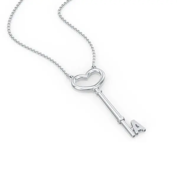 Jewlr Initial Heart Key Necklace A