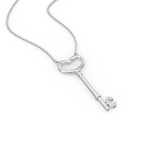 Jewlr Initial Heart Key Necklace C