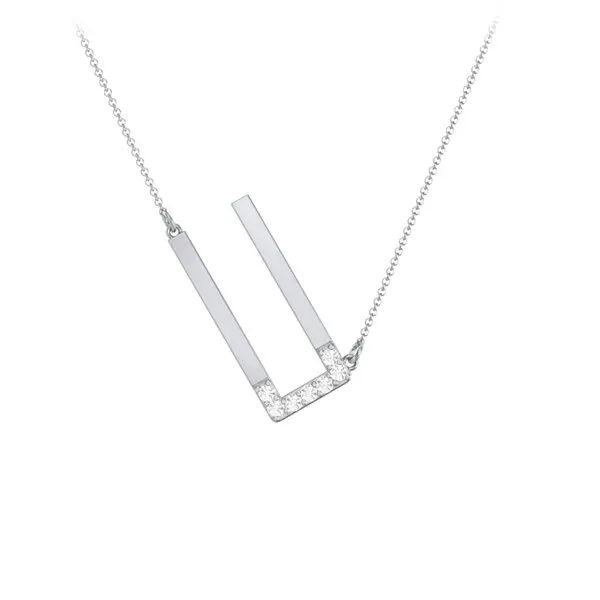 Jewlr Asymmetrical Initial Necklace With Accent Stones U