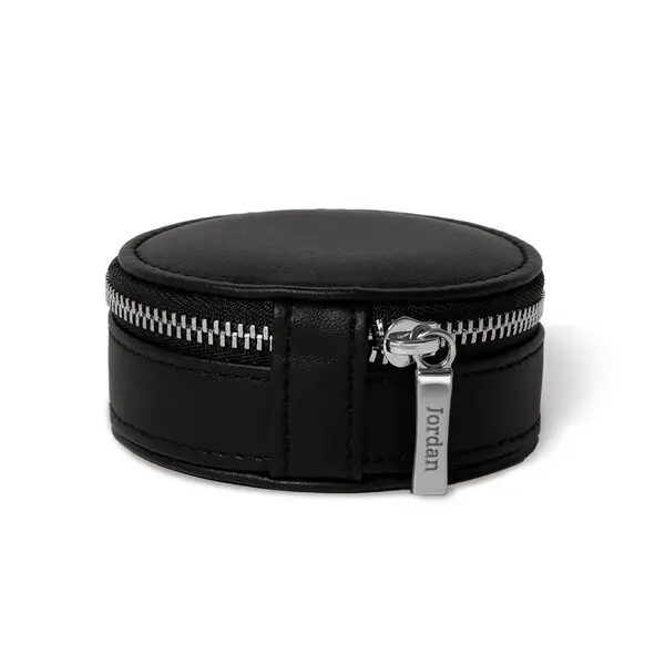 Jewlr Engravable Round Jewelry Travel Case In Black