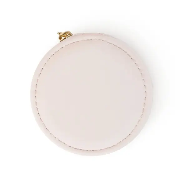 Jewlr Engravable Round Jewelry Travel Case In Cream