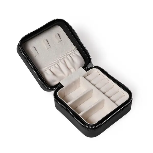 Jewlr Personalized Square Travel Jewelry Case In Black - Silver