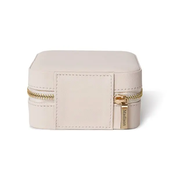 Jewlr Personalized Square Travel Jewelry Case In Cream