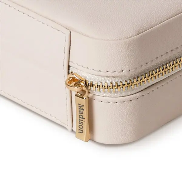Jewlr Personalized Square Travel Jewelry Case In Cream