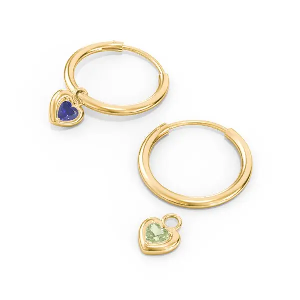 Jewlr Medium Hoops With Removable Puffy Heart Birthstone Charms