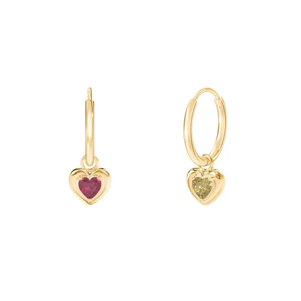 Jewlr Small Hoops With Removable Puffy Heart Birthstone Charms
