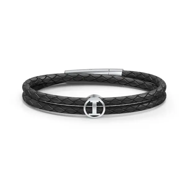Jewlr Leather Round "i" Initial Bracelet