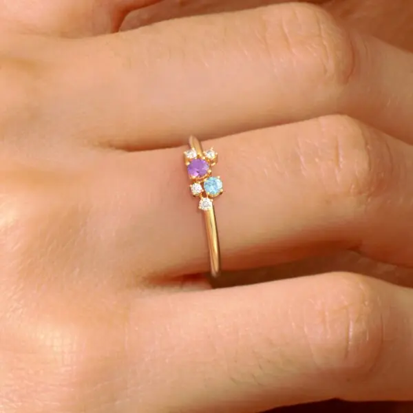 Jewlr 2-stone Cluster Ring With Accent Stones