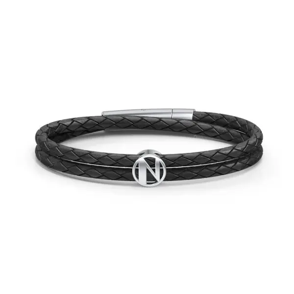 Jewlr Leather Round "n" Initial Bracelet