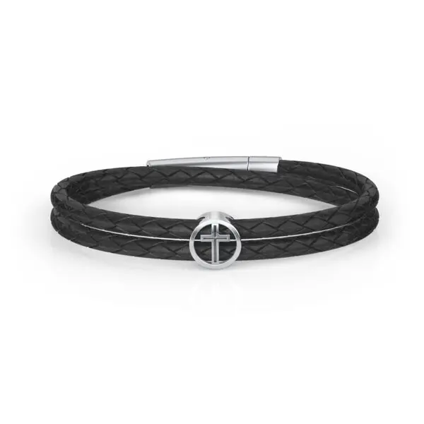 Jewlr Leather Cross Bracelet