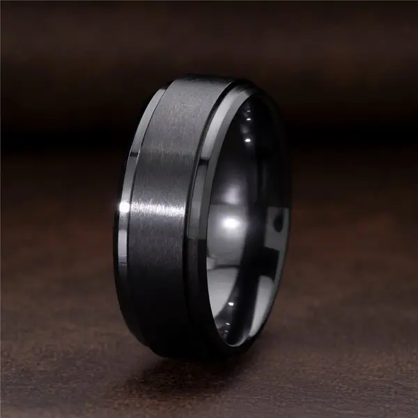 Jewlr Brushed Ring With Beveled Edges