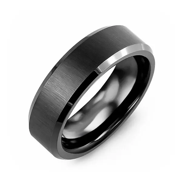 Jewlr Beveled & Brushed Black Ring