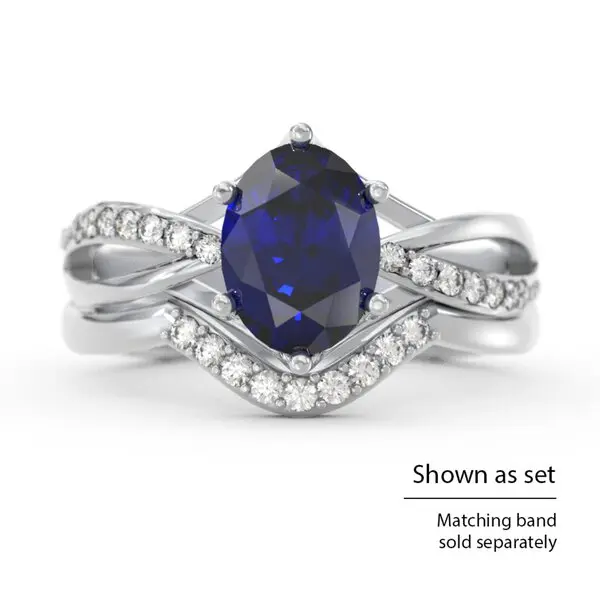 Jewlr Oval Cut Gemstone Ring With Twisted Band And Accents