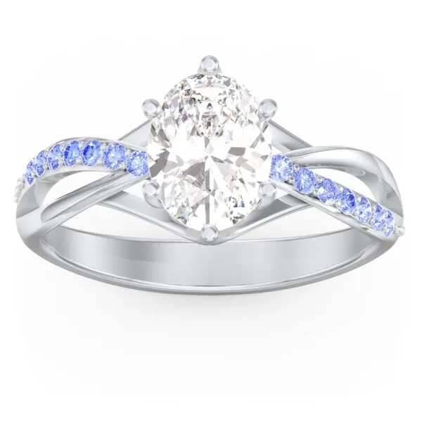 Jewlr Oval Cut Gemstone Ring With Twisted Band And Accents