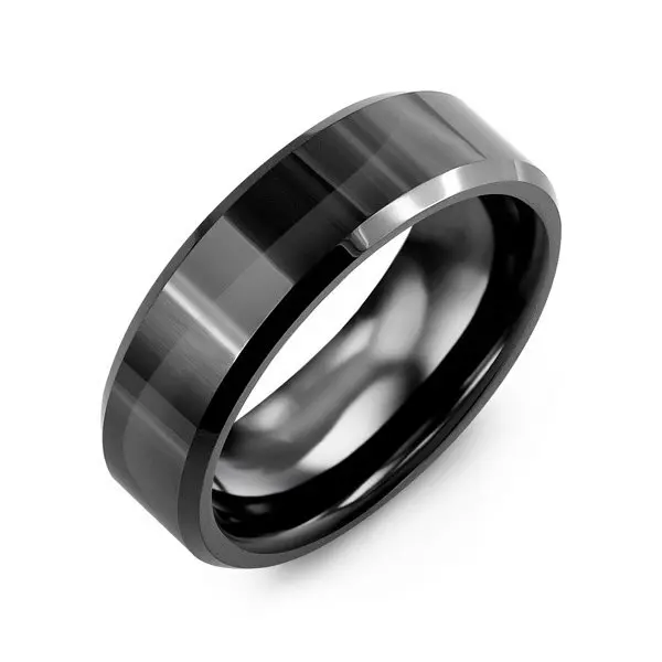 Jewlr Polished & Beveled Black Ring