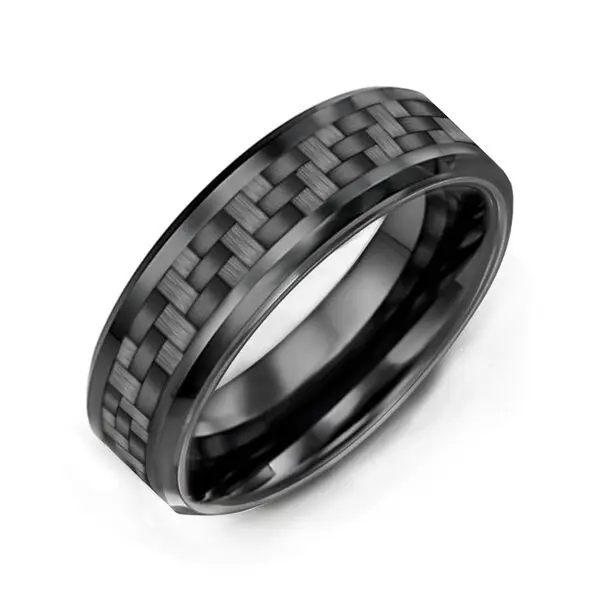 Jewlr Nightfall 8mm Ring With Gray Carbon Fiber Inlay