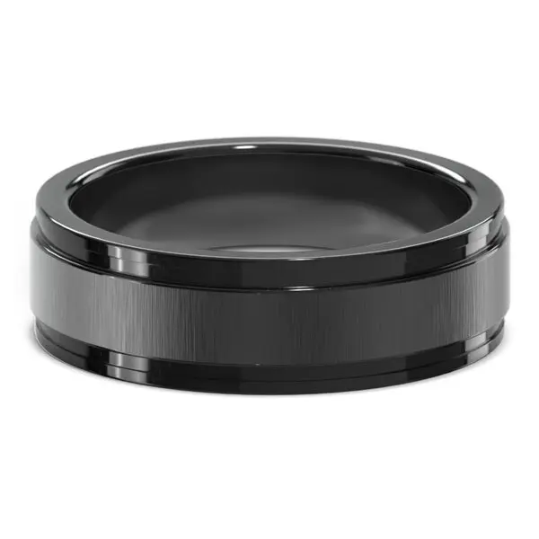 Jewlr Brushed Black Ring With Beveled Edges