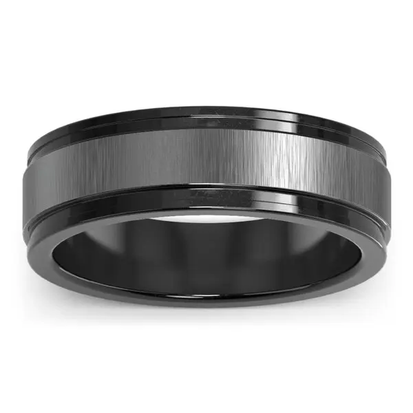 Jewlr Brushed Black Ring With Beveled Edges