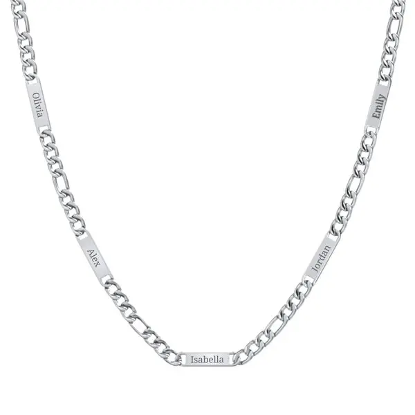 Jewlr Figaro Chain With 5 Engravable Bars