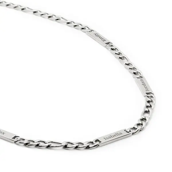 Jewlr Figaro Chain With 5 Engravable Bars