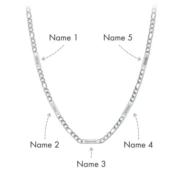 Jewlr Figaro Chain With 5 Engravable Bars