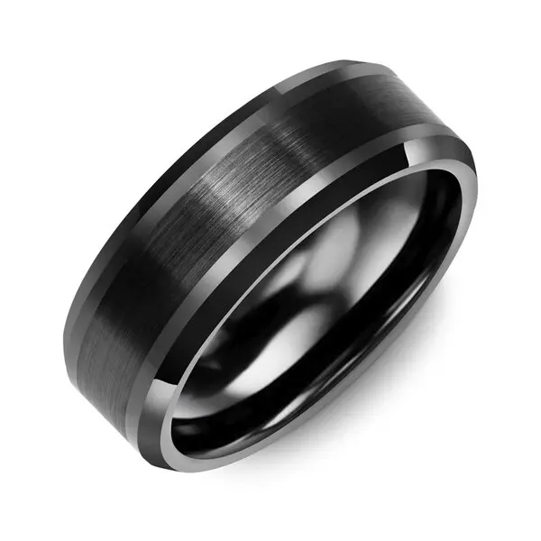 Jewlr Dual Finish Black Band With Beveled Edges