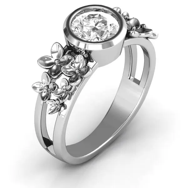 Jewlr Beautiful Blossoms With Split Shank Ring