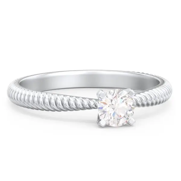 Jewlr 1/3 Ct. Round Gemstone Engaget Ring With Twisted Rope Band