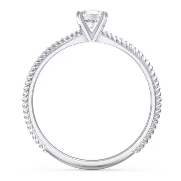 Jewlr 1/3 Ct. Round Gemstone Engaget Ring With Twisted Rope Band