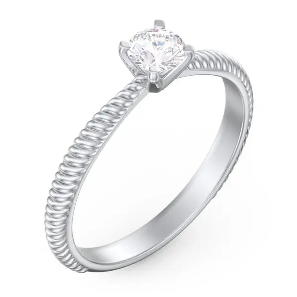 Jewlr 1/3 Ct. Round Gemstone Engaget Ring With Twisted Rope Band