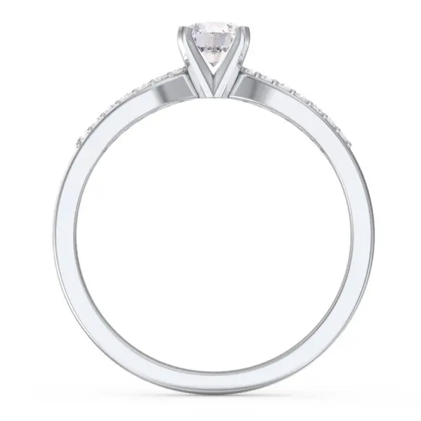 Jewlr 1/3 Ct. Round Gemstone Split Engaget Ring With Accents