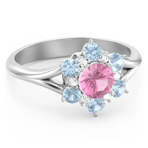 Jewlr Aurora Round Cluster Ring With Birthstones
