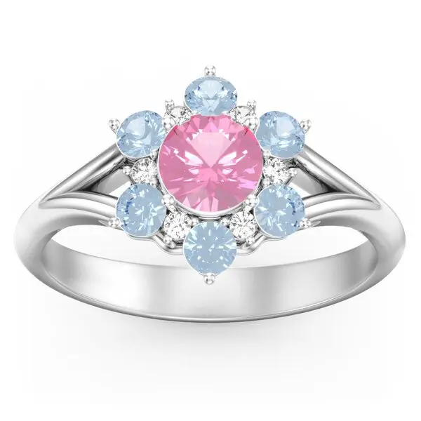 Jewlr Aurora Round Cluster Ring With Birthstones