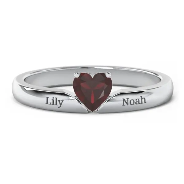 Jewlr Solitaire Heart Gemstone Ring With Engravable Band